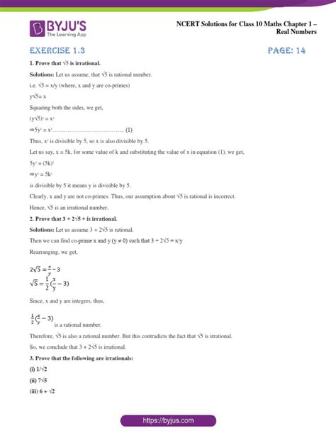 Ncert Solutions For Class 10 Maths Chapter 1 Real Numbers Exercise 1 3 Pdf Rational Number