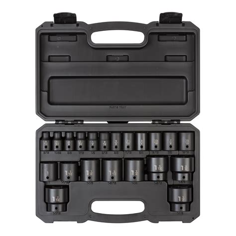 1 2 Inch Drive Shallow 6 Point Impact Socket Set 21 Piece Tekton