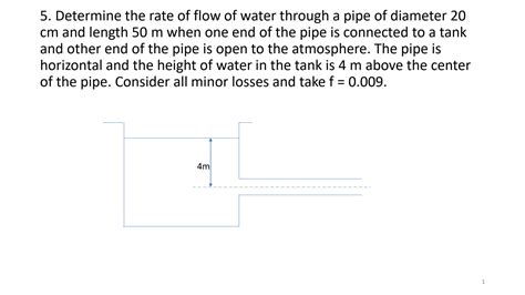 solution solved problem on flow through pipe rate of flow