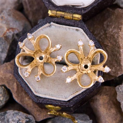 Ribbon Motif Diamond Earring Jackets 14k Yellow Gold