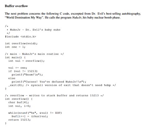 Solved Buffer Overflow The Next Problem Concerns The Chegg