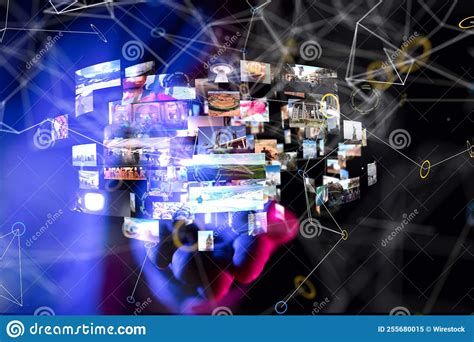 Hand Showing 3d Rendered Visual Social Networking Service Streaming Video Stock Image Image