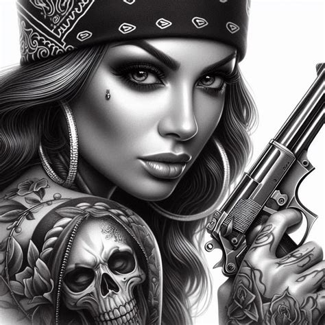 Realistic Female Gangster Tattoo Ideas Pack Chicano Style Tattoo