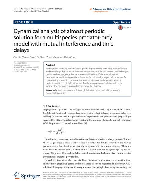 Pdf Dynamical Analysis Of Almost Periodic Solution For A Multispecies