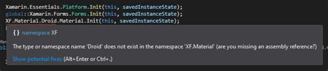 The Type Or Namespace Name Droid Does Not Exist In The Namespace Xfmaterial · Issue 299