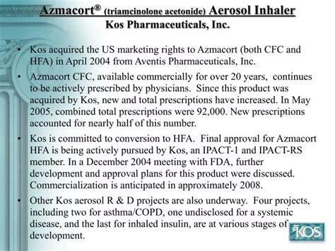 Ppt Azmacort ® Triamcinolone Acetonide Aerosol Inhaler Kos