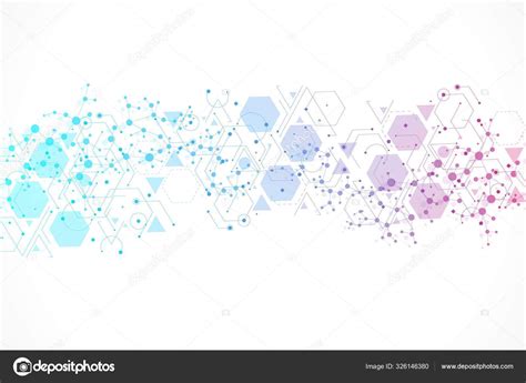 Science Network Pattern Connecting Lines And Dots Technology Hexagons Structure Or Molecular