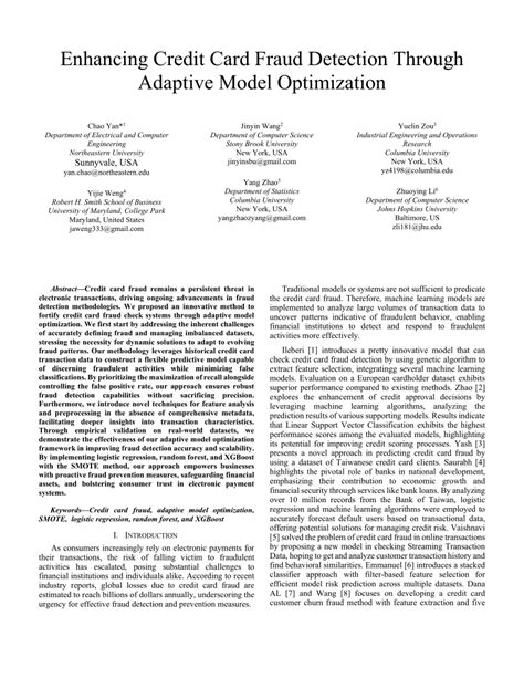 Pdf Enhancing Credit Card Fraud Detection Through Adaptive Model Optimization