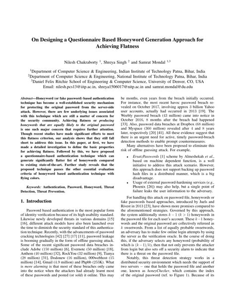 Pdf On Designing A Questionnaire Based Honeyword Generation Approach