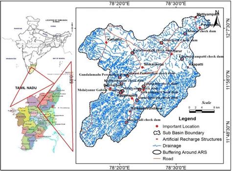 Base Map Showing Artificial Recharge Structures In The Sub Basin
