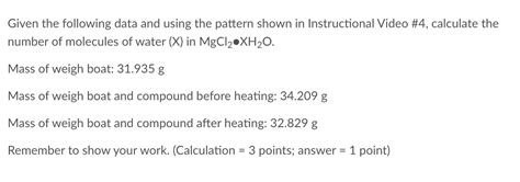 Solved Given The Following Data And Using The Pattern Shown Chegg