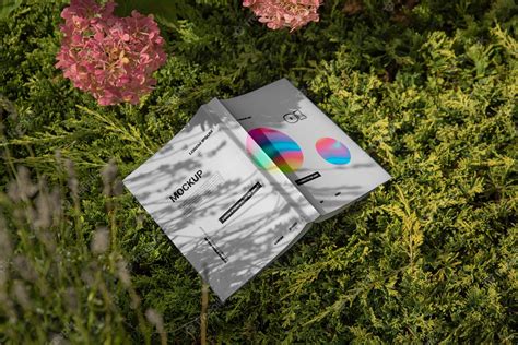 premium psd book or magazine with gradient color effect and vegetation