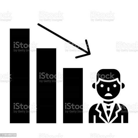 Decrease Bar Chart With Sad Businessman Vector Illustration Solid Style