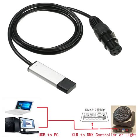 Usb To Dmx Interface Adapter Controller Dmx512 For Pc Stage Lighting