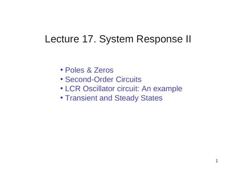 Ppt Poles And Zeros Second Order Circuits Lcr Oscillator Circuit An