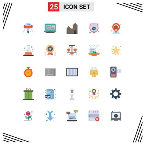 25 Thematic Vector Flat Colors And Editable Symbols Of Shopping Secure