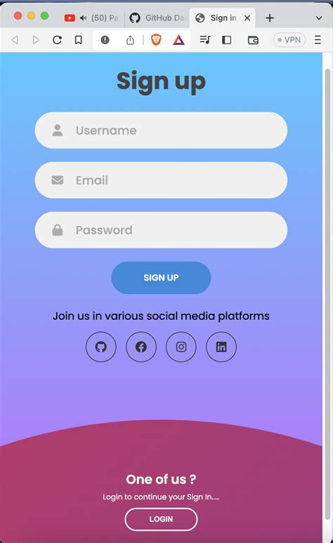 Github Ankit Login Sign In Page Sign Up Page