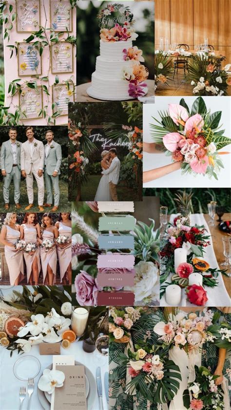 Botanical Tropical Wedding Vibe Mood Board Tropical Wedding Flowers