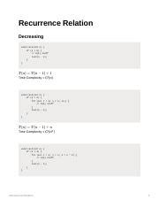 Understanding Recurrence Relations and Time Complexity: A | Course Hero