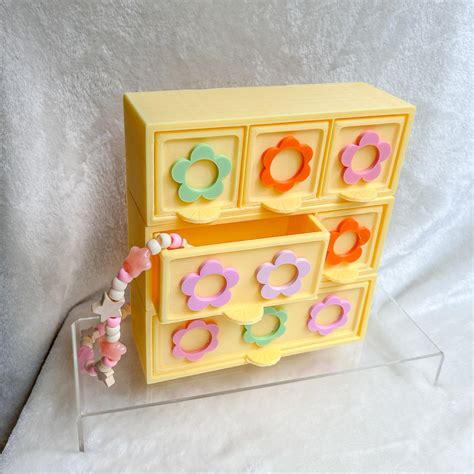 Modular Groovy Flower Drawer Organizer System A Retro Customizable Storage Solution 3d Model