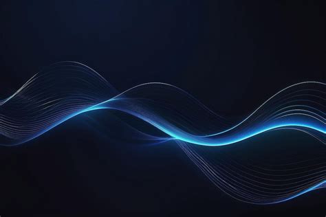 Abstract Glowing Wave Lines On Dark Blue Background Dynamic Wave Pattern Modern Flowing