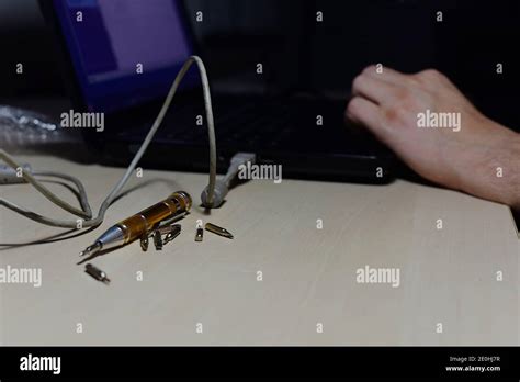 Man Replacing Hard Drive On Laptop Stock Photo Alamy