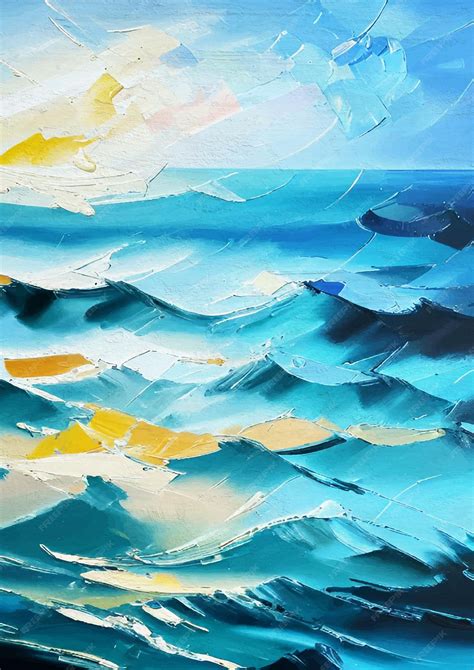Premium Photo Blue Ocean Painting Modern Abstract Painted Sea Canvas