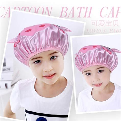 Badu Bg Карикатура 1 бр Дебела водоустойчива шапка за баня Двуслойна покривка за коса за душ