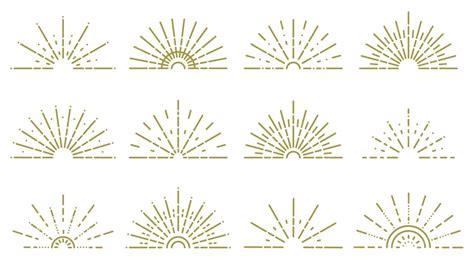 Premium Vector Doodle Sunrise Light Elements Outline Sunburst