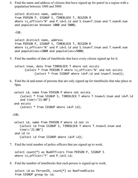 Solved Database Assignment Given The Schema And Solutions
