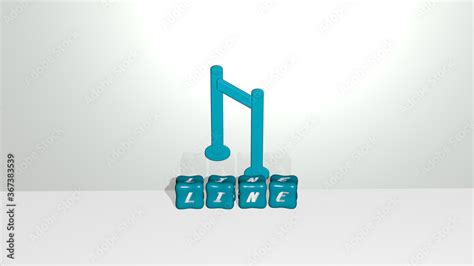 3d graphical image of line vertically along with text built by metallic