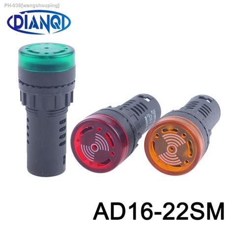 Panel Mount Colorful AD16 22SM 12V 24V 220V 22mm Flash Signal Light LED Active Buzzer Beep