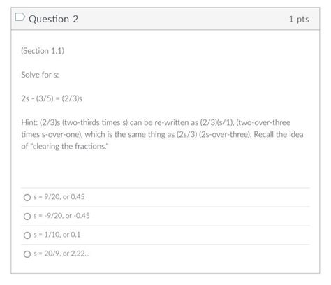 Solved Solve For S 2s−3523s Hint 23s Two Thirds
