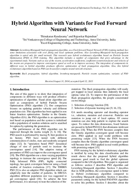Pdf Hybrid Pso Algorithm For Neural Network Training