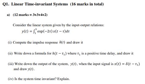 Solved Q1 Linear Time Invariant Systems 16 Marks In Total