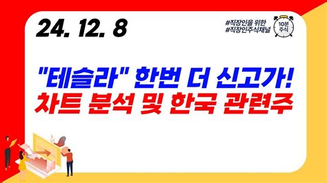 테슬라 테슬라 한번 더 신고가 차트 분석 및 한국 관련주 Youtube