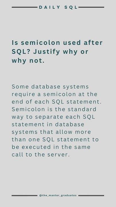 Is Semicolon Used After Sql Justify Why Or Why Not Shorts Youtube