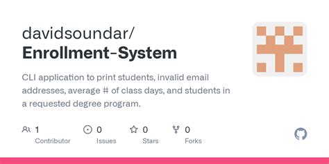 GitHub Davidsoundar Enrollment System CLI Application To Print Babes Invalid Email