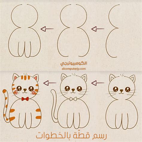 رسم قطّة بالخطوات الكومبيوترجي حجّار تِك Alcomputerjy