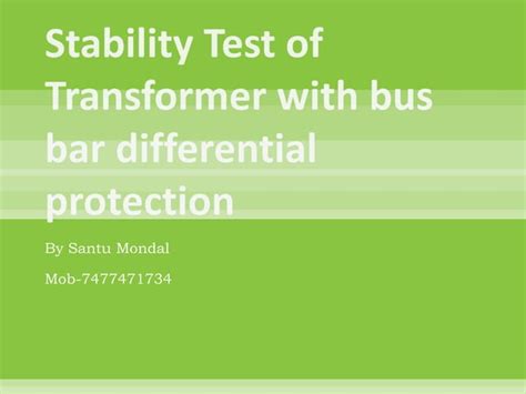 Stability Test Of Transformer Pptx