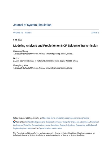 Modeling Analysis And Prediction On Ncp Epidemic Transmission Pdf