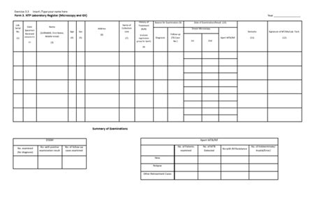 M3ex3 3 Form 3 Ntp Laboratory Register Microscopy And Gx Pdf Clinical Medicine Medical