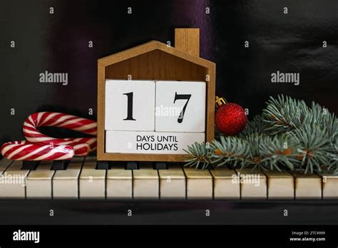 Calendar With Text 17 Days Until Holidays Candy Canes And Fir Branches