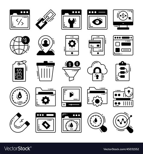 Set Of Seo Icons For Web Design Development Vector Image