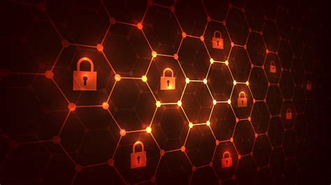Hexagonal Grid Background With Padlocks Iconsecurity And Blockchain Network Conceptvector
