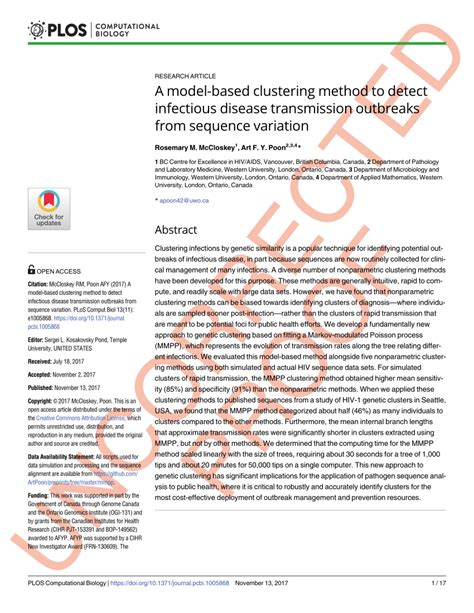 pdf a model based clustering method to detect infectious disease