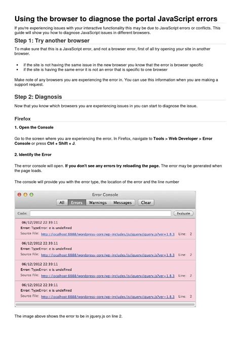 Solution Using The Browser To Diagnose The Portal Javascript Errors