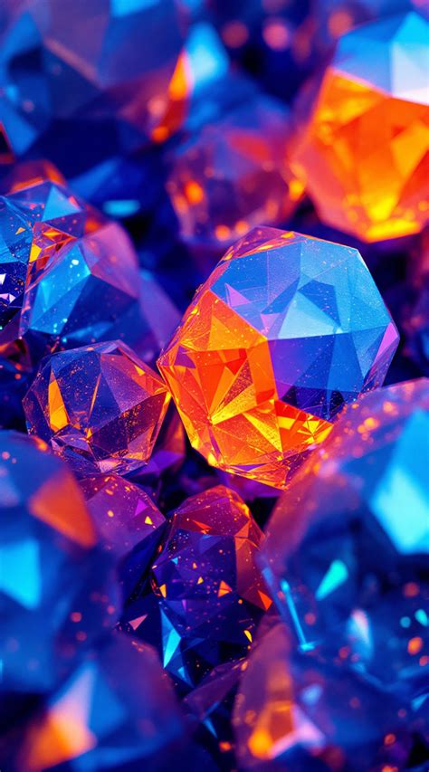 역동적인 색상의 생동감 넘치는 기하학적 크리스털 1 배경화면 섹션 자연 무늬