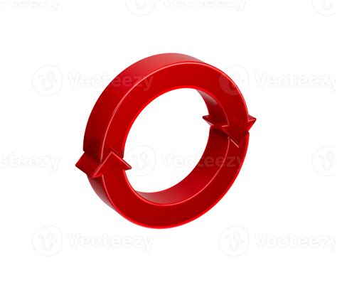 3d Red Clockwise Arrow Loop Symbolizes Recycling And Continuous Rotation 3d Illustration