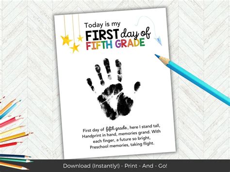 First Day Of Fifth Grade Handprint Craft Back To School Activity
